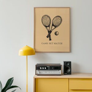 Game Set Match Tennis Wall Art Modern Tennis Racket Print Sports Decor ...