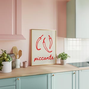 Piccante Chili Pepper Kitchen Print | Minimalist Italian Decor Digital ...