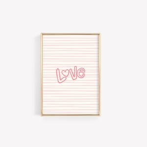 Valentine Wall Art Set of 6, Printable Love Quote, Pink Red Cherry ...