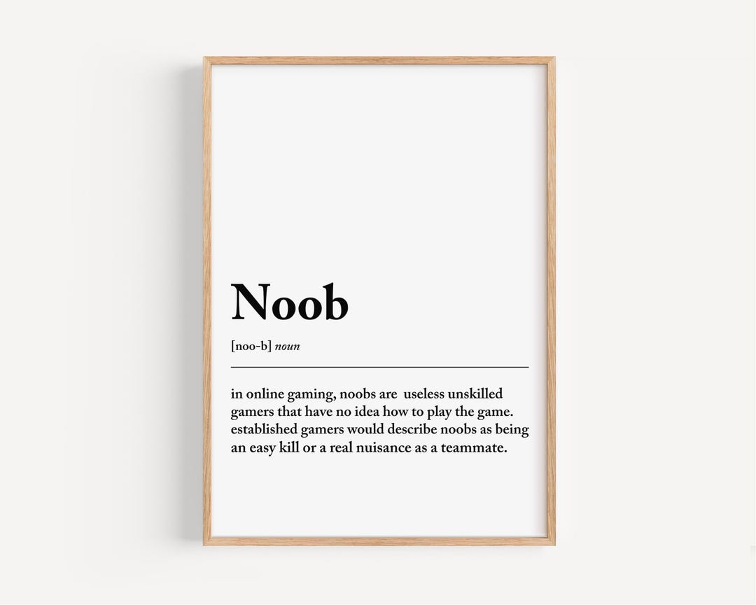 Noob Definition Gaming Print: Boys Bedroom Games Room Art (digital ...