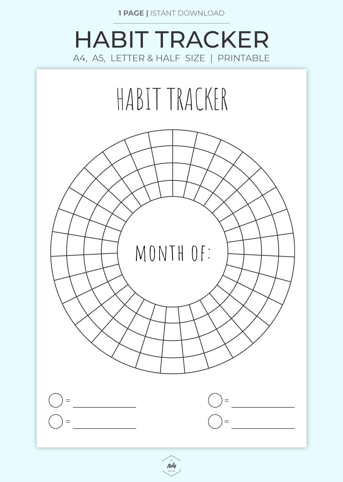 Habit Tracker Circular Habit Tracker Monthly Yearly Habit Round Chart ...