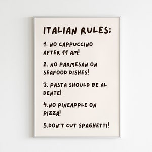 Funny Italian Food Rules Poster: Amusing Kitchen Wall Art (digital ...