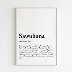 Sawabona Definition: South African Wall Art, Zulu Greeting, Printable ...