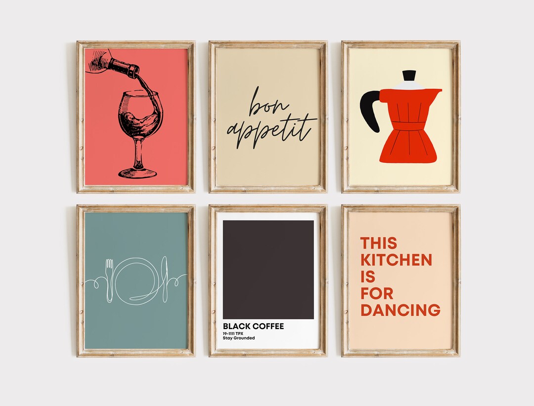 Kitchen Decor Set of 6 PRINTABLES Coffee Print Kitchen Accessories ...