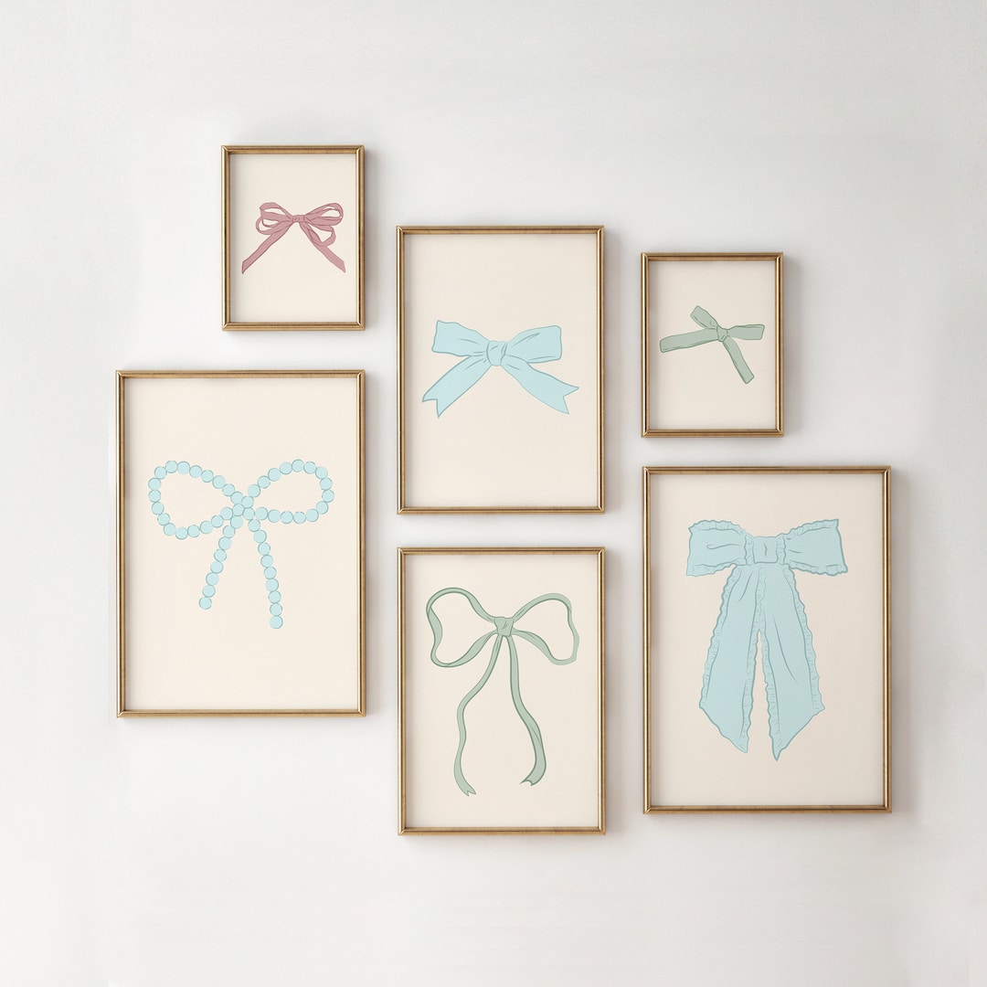 Coquette Pastel Bows Gallery Wall Art Set (digital Download) - Etsy