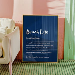 Beach Life Definition Printable Art - Coastal Digital Download for ...