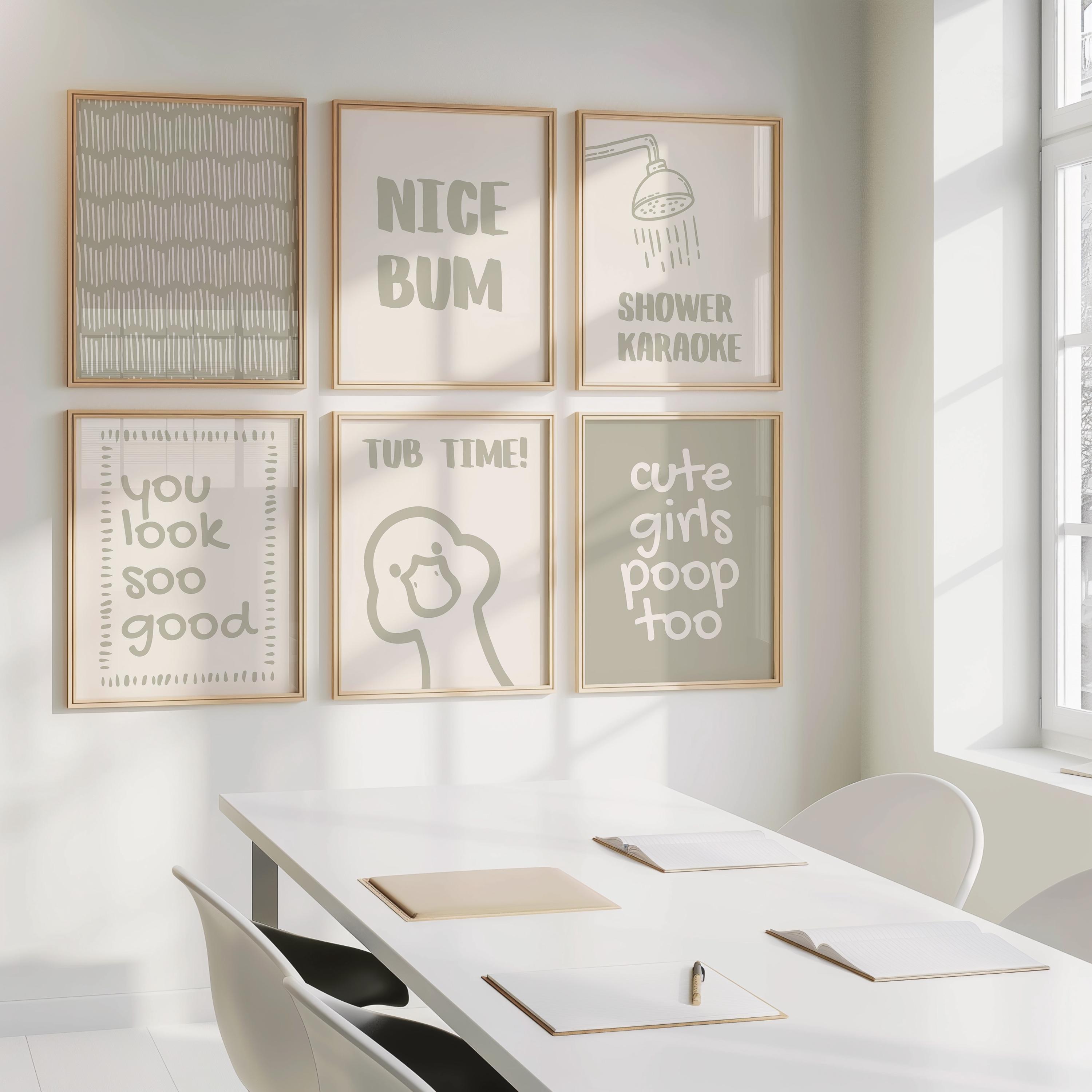Funny Beige Bathroom Prints: Modern Neutral Wall Art (set of 6 ...