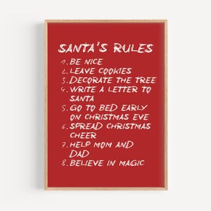 Santa's Rules Christmas Wall Art - Festive Holiday Printable Sign for ...