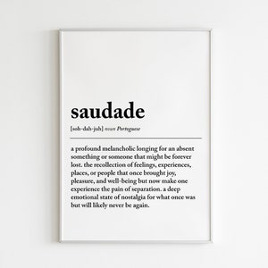 Saudade Definition Print | Portuguese Home Decor | Portuguese Gift ...