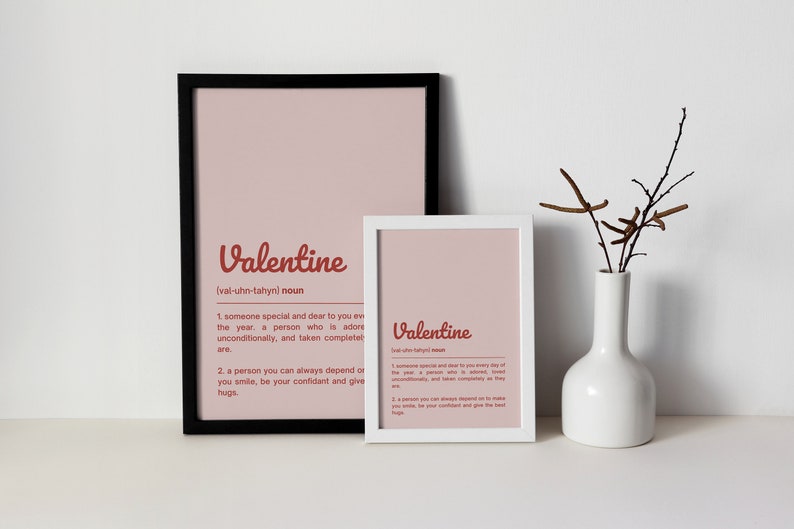 Valentine Definition Print, Romantic Typography Poster, Minimalist ...