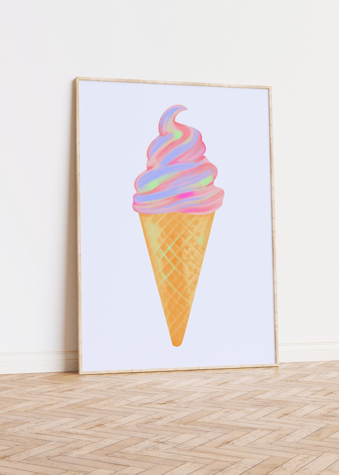 Preppy Ice Cream Wall Art Girl Room Decor, Pink Decor Girly College ...