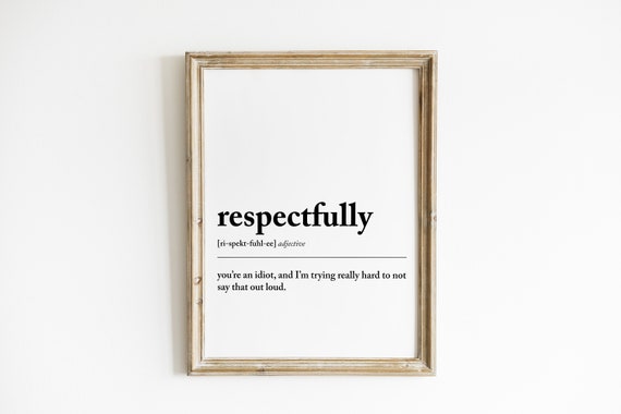 Respectfully Definition Print Minimalist Dorm Room Decor | Etsy