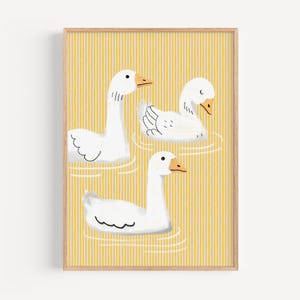 Goose Nursery Print: Yellow Stripes, Farm Animal Art (digital Download ...