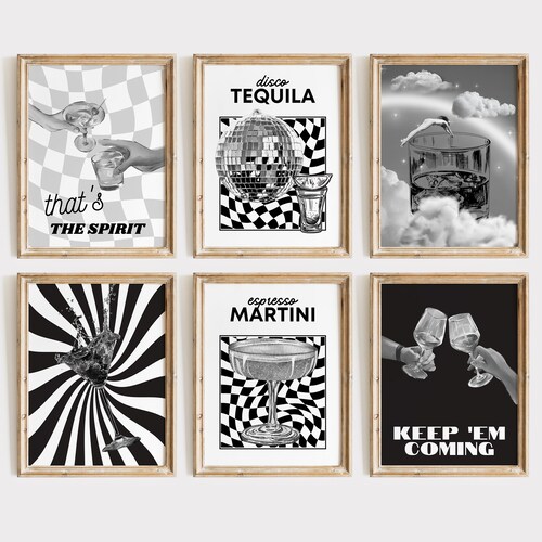 Bar Decor Kitchen Posters Wall Art Prints Set of 4 Printable - Etsy