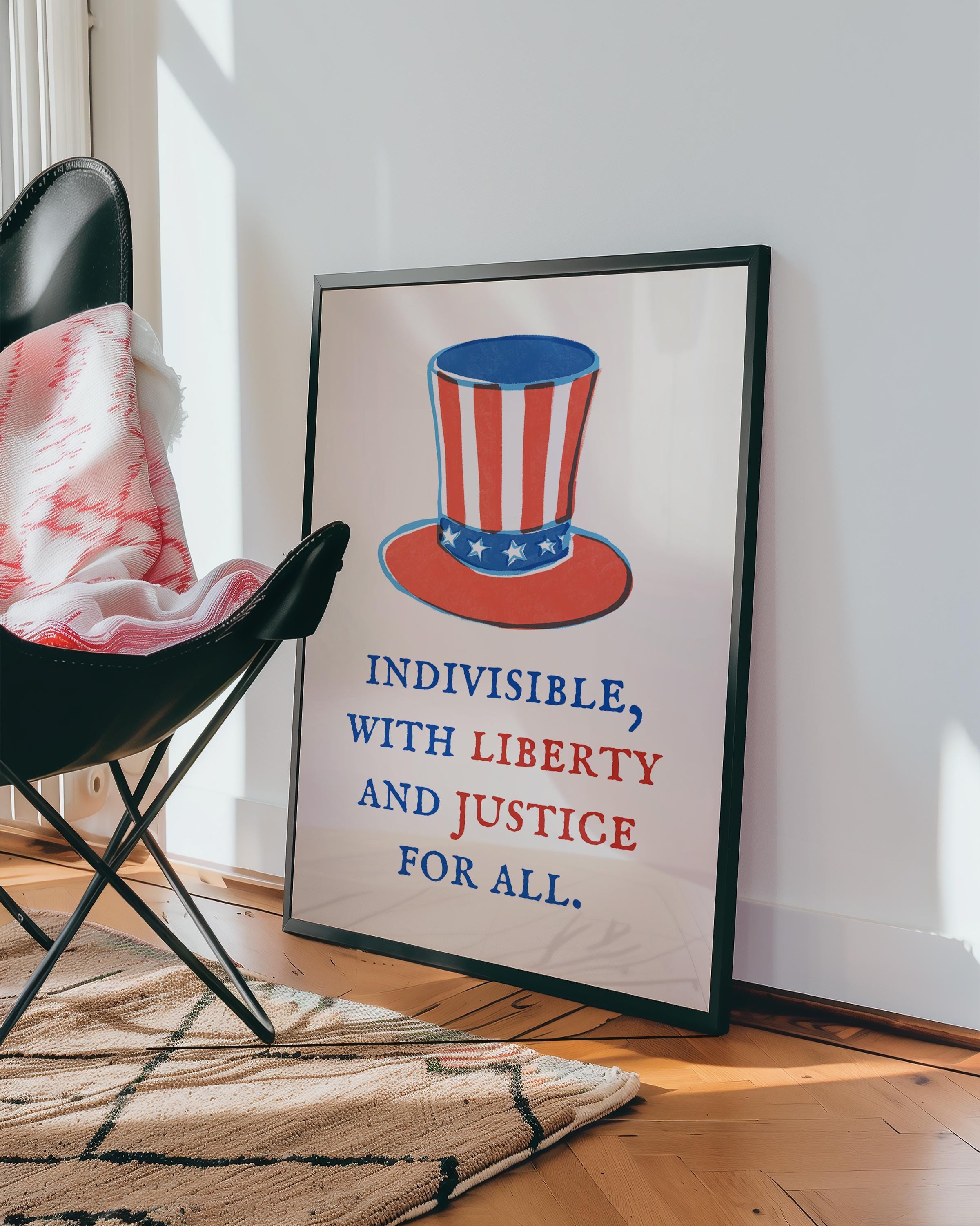 Patriotic Uncle Sam Hat Art Print: Liberty and Justice (digital ...
