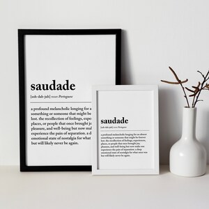 Saudade Definition Print | Portuguese Home Decor | Portuguese Gift ...