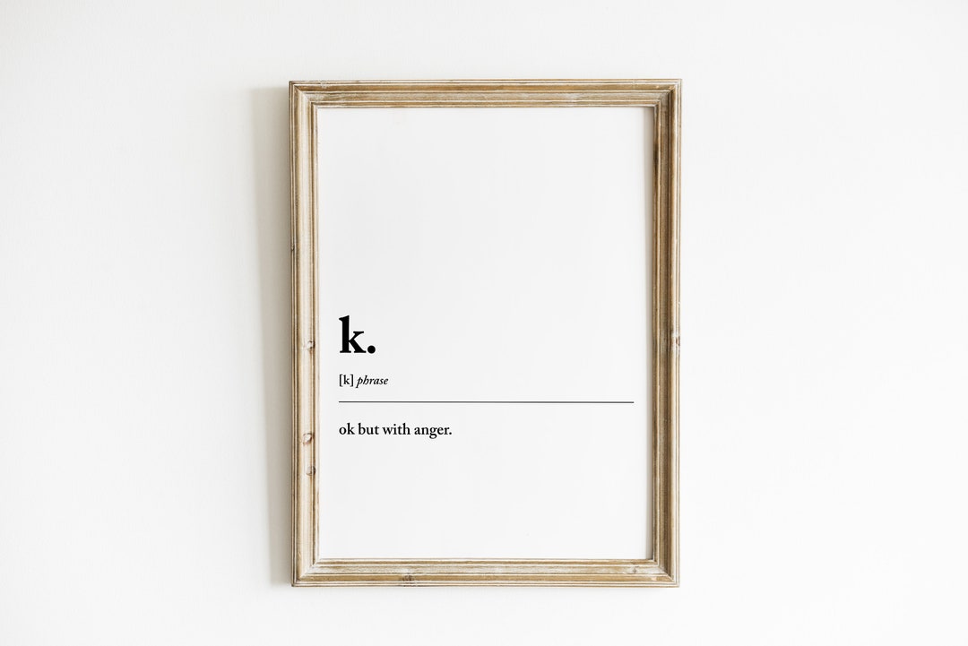 Funny Wall Art | K Definition Printable | Dorm Room Decor | Definition ...