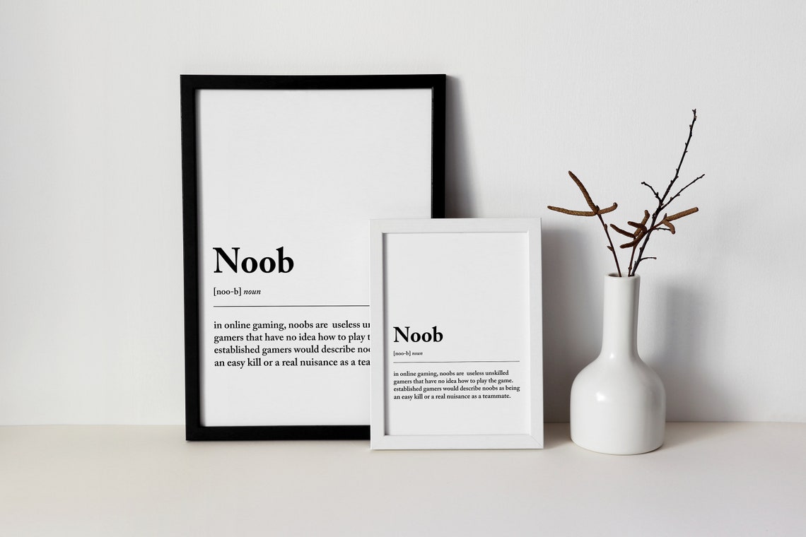 Noob Definition Print Gaming Print Gaming Wall Art Game Gift Boys ...
