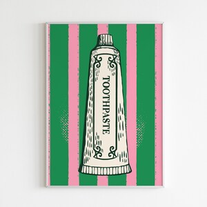 Powder Room Wall Art, Vintage Toothpaste Illustration, Mid-century ...