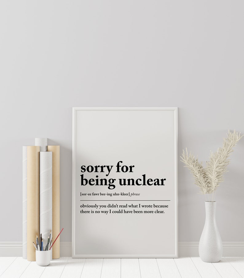 Funny Office Wall Art Sorry for Being Unclear Cubicle - Etsy UK