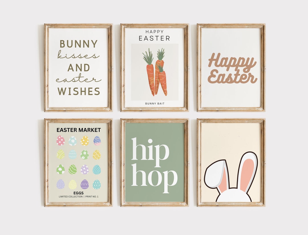 Gallery Wall Art Set of 6 Prints, Easter Wall Art, Easter Decor, Spring ...