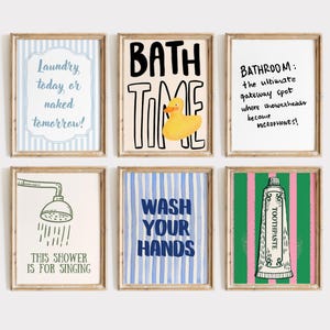 Funny Bathroom Art Prints Set: Modern Farmhouse Decor (digital Download ...