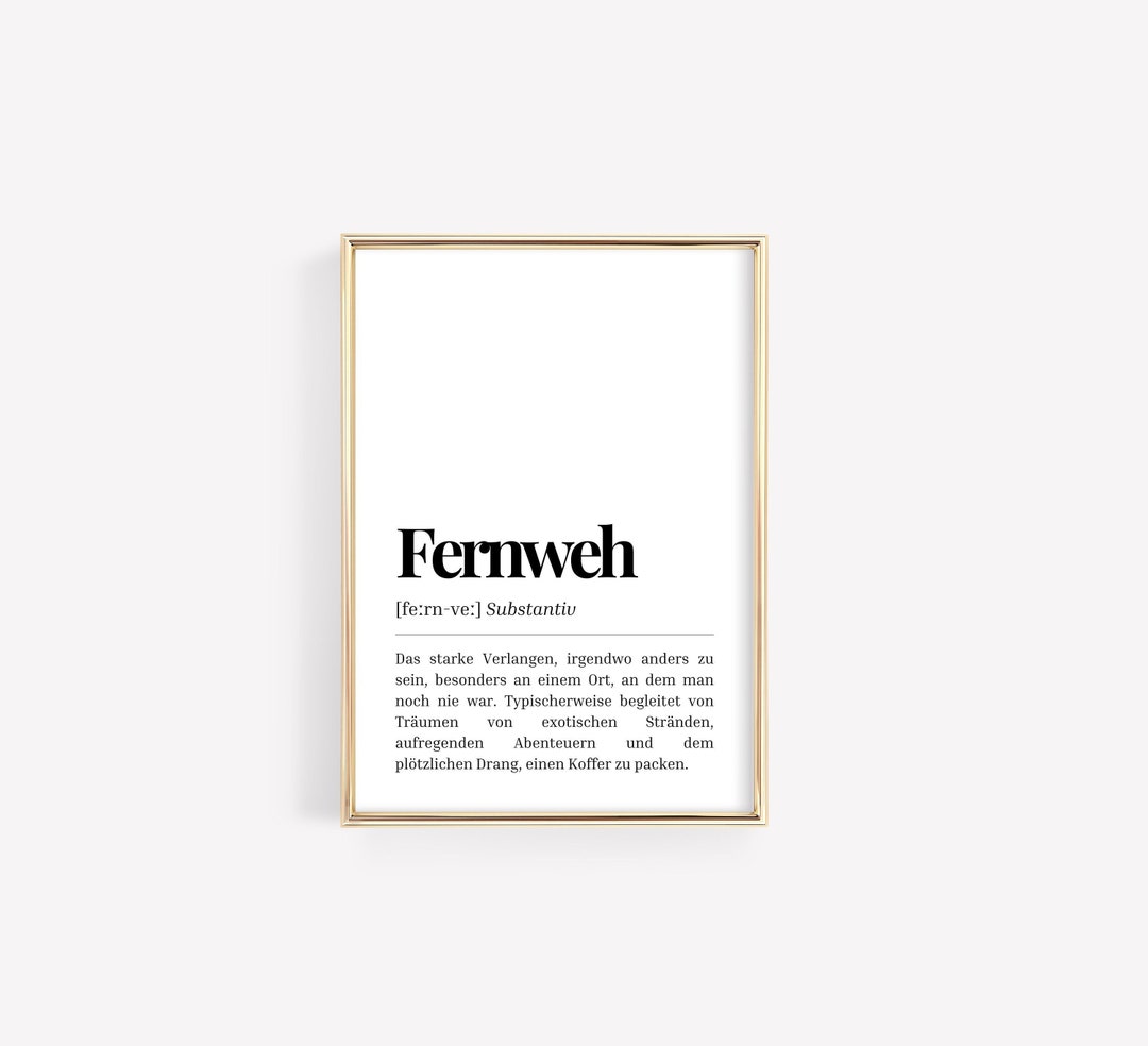 Fernweh Definition Poster Minimalist Wall Art Print, Travel-inspired ...