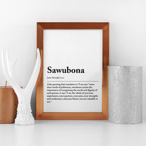 Sawabona Definition: South African Wall Art, Zulu Greeting, Printable ...