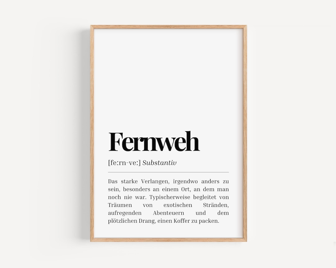 Fernweh Definition Poster - Minimalist Wall Art Print, Travel-inspired ...