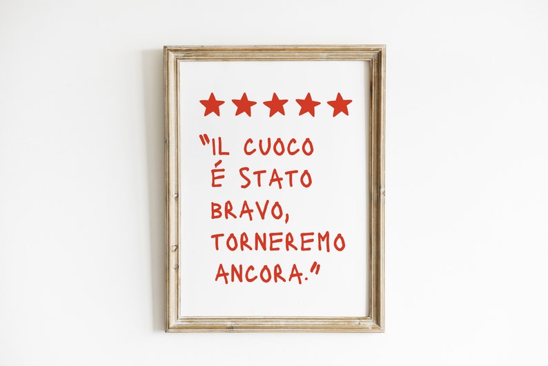 Italian Chef Wall Art Funny Review Poster Italian Cuisine Decor Italian ...