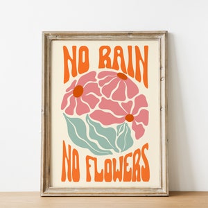 Colorful Flower Wall Art, No Rain No Flowers Print, Vibrant Matisse ...