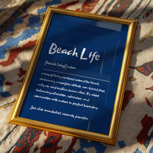 Beach Life Definition Printable Art - Coastal Digital Download for ...