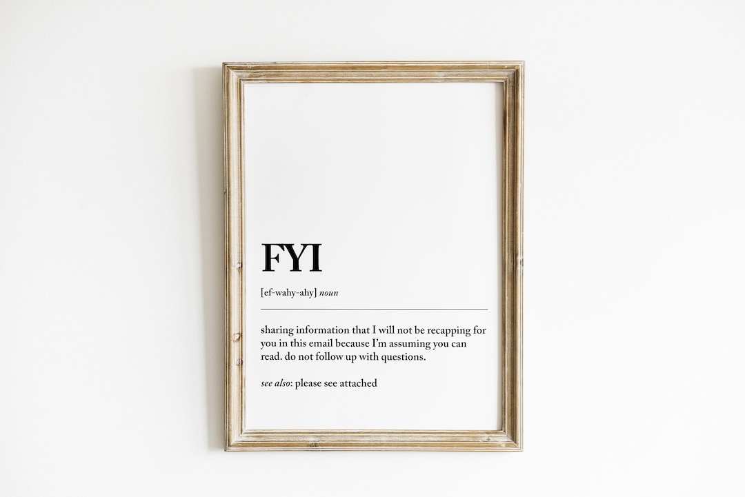 FYI Definition Print: Funny Home Office Wall Art (digital Download) - Etsy