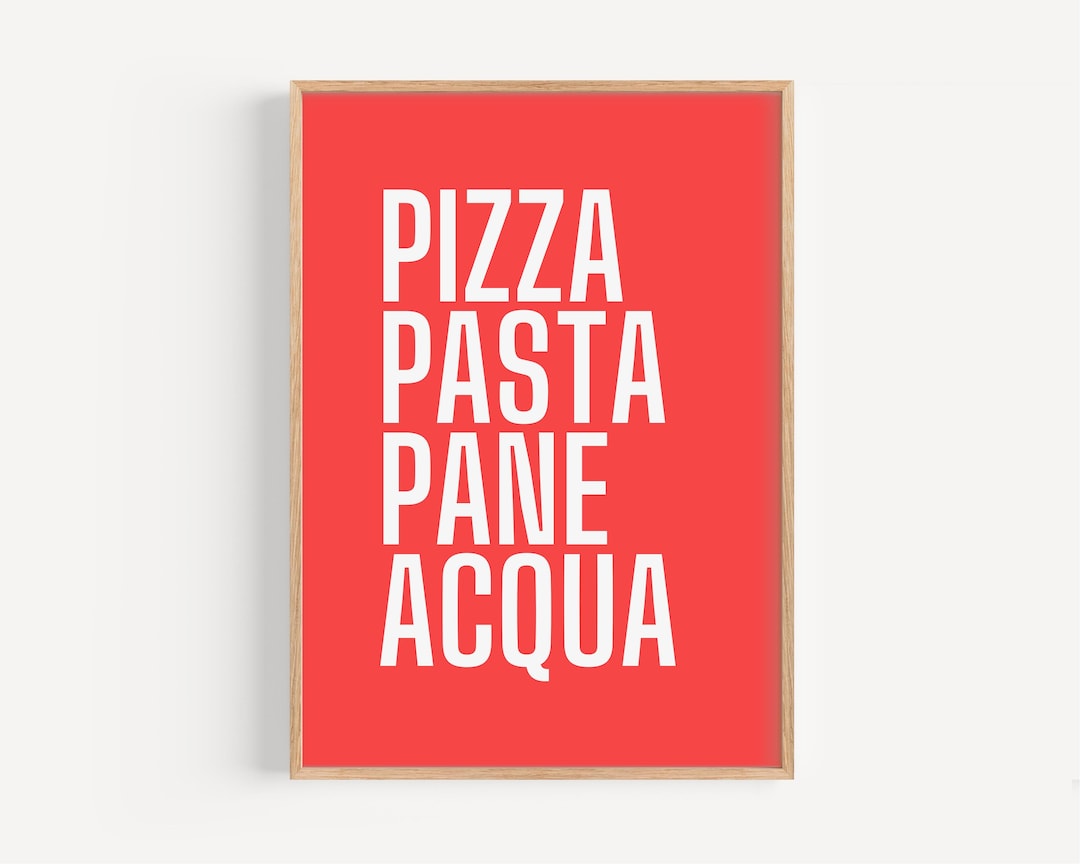 Italian Kitchen Print: Pizza Pasta Pane Acqua (digital Download) - Etsy