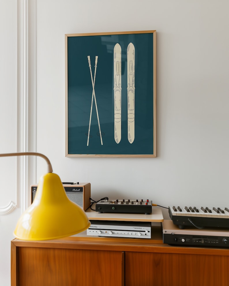 Vintage Ski Poster Art Print | Retro Ski Equipment Illustration ...
