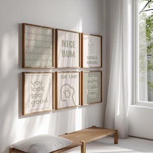 Funny Beige Bathroom Prints: Modern Neutral Wall Art (set of 6 ...