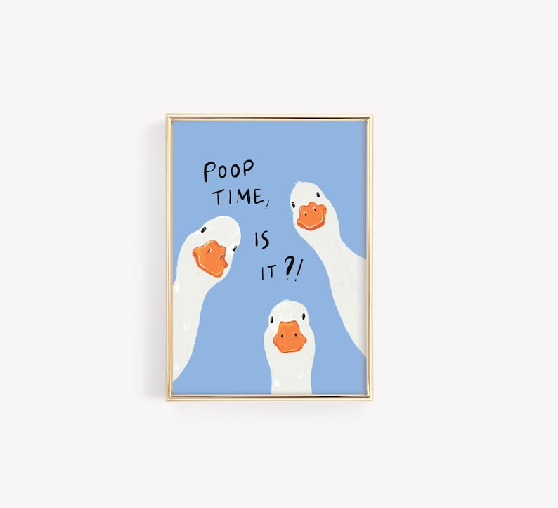 Funny Goose Bathroom Print Set: Blue Retro Pop Art (digital Download ...