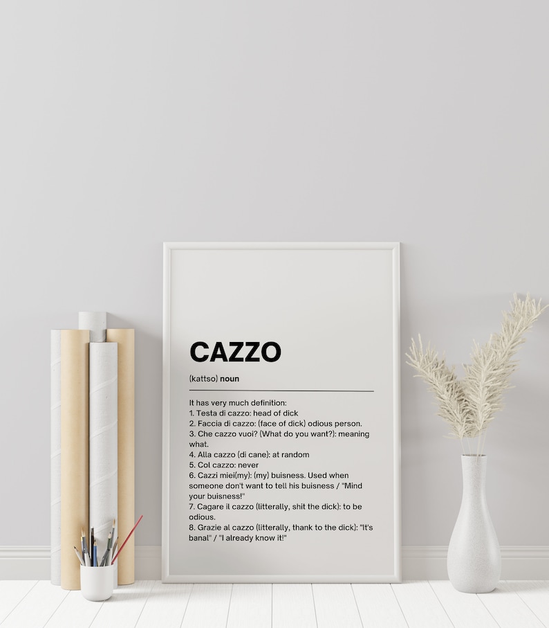 Italian Definition Print Cazzo Definition Italian Wall - Etsy