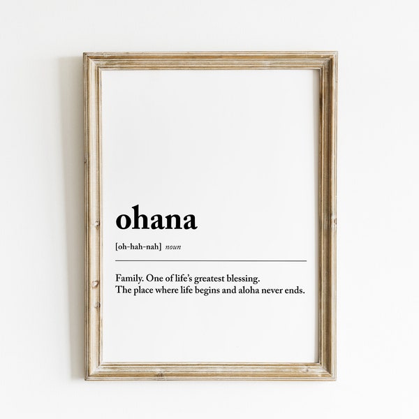 Ohana Definition Wall Art - Etsy