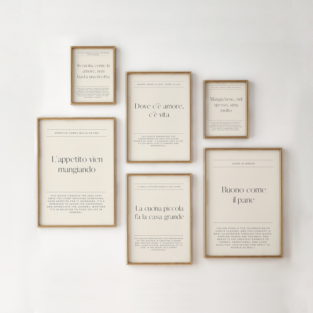 Italian Quote Wall Art - Set of 6 Printables - Instant Download ...