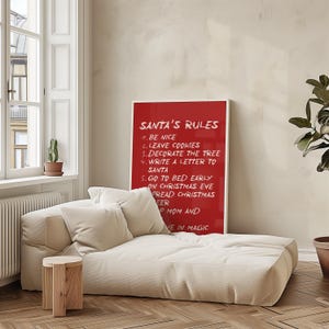 Santa's Rules Christmas Wall Art - Festive Holiday Printable Sign for ...