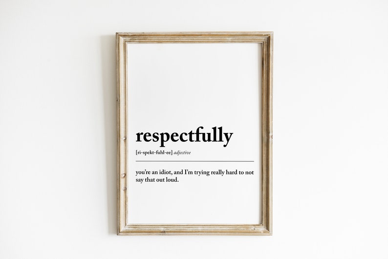 Respectfully Definition Print Minimalist Dorm Room Decor - Etsy