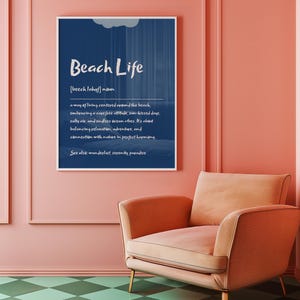 Beach Life Definition Printable Art - Coastal Digital Download for ...