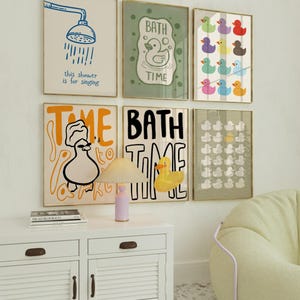 Bath Time Rubber Duck Printable Bathroom Wall Art Set of 6 – Funny Kids ...