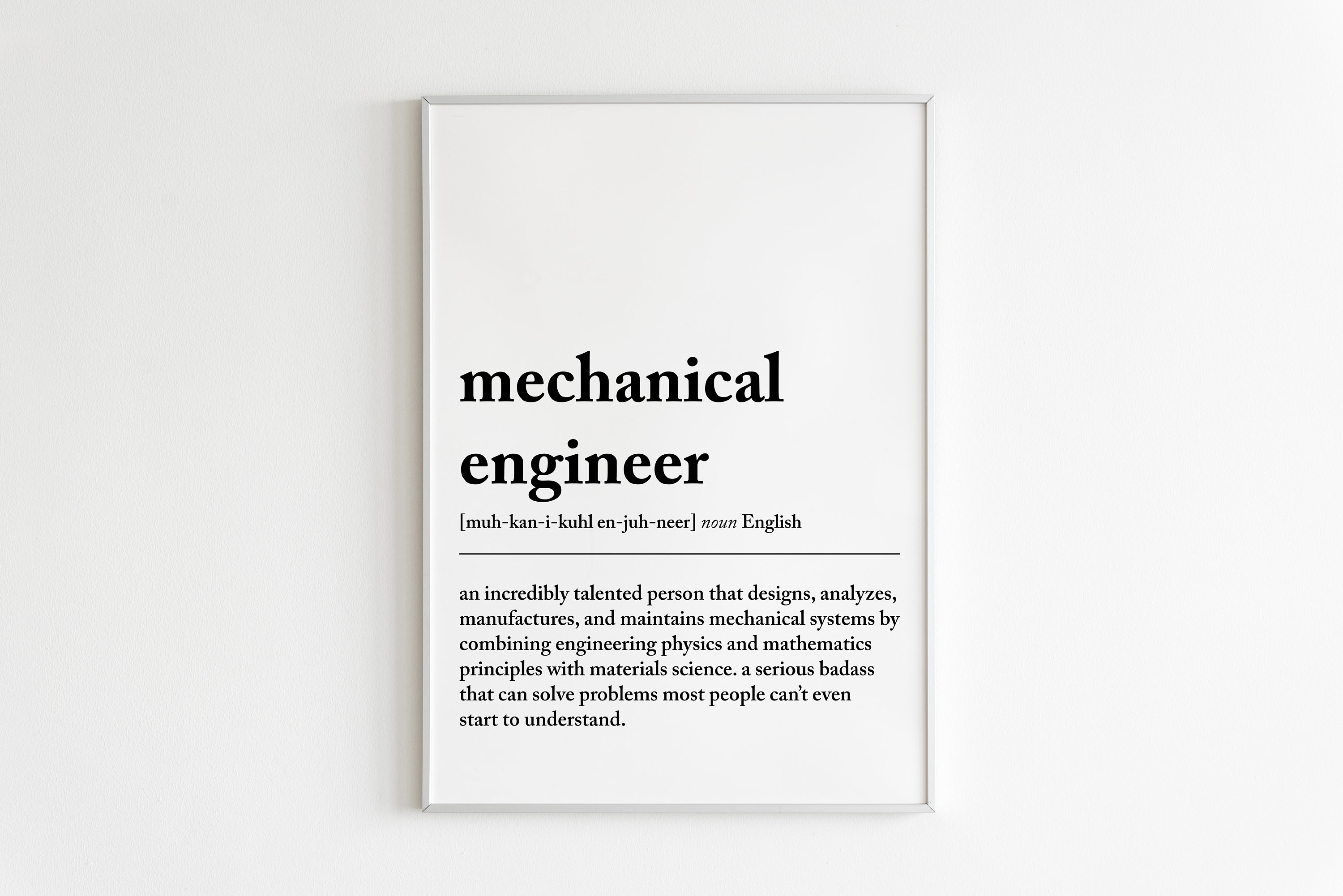 Mechanical Engineer Definition Print Mechanical Engineer Gifts Gift for ...