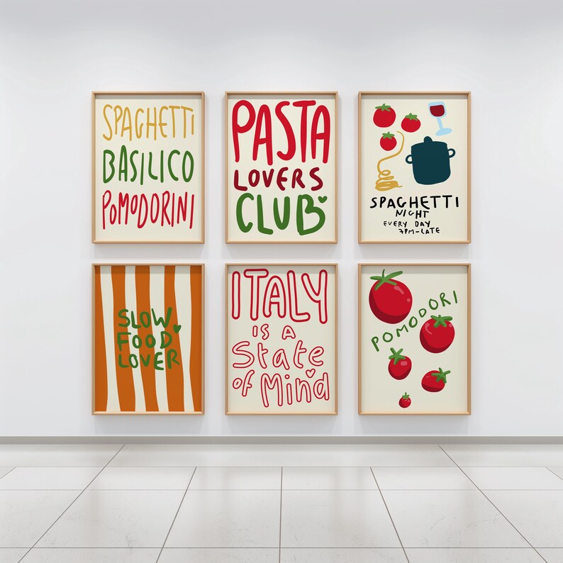 Italian Kitchen Wall Art Prints: Foodie Gallery Set (digital Download ...