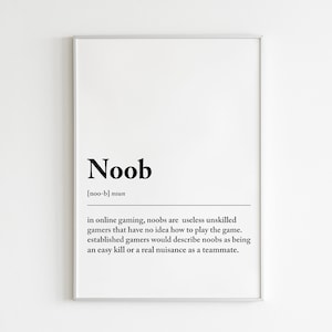 Noob Definition Print | Gaming Print | Gaming Wall Art | Game Gift ...
