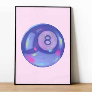 Magic 8 Ball Purple Poster Bar Cart Art Trendy Girl Apartment Decor ...