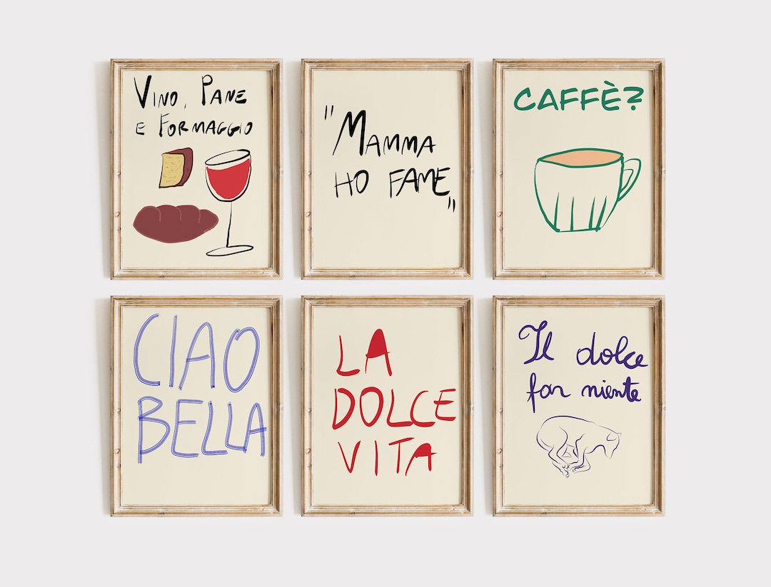 Italian Wall Art | Set of 6 Printable | Italian Wall Decor | Italian ...