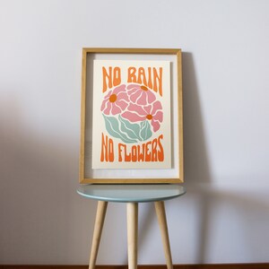 Colorful Flower Wall Art, No Rain No Flowers Print, Vibrant Matisse ...